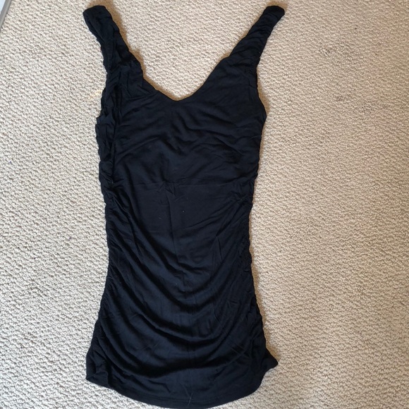 mittoshop | Tops | Ruched Black Form Fitting Top | Poshmark